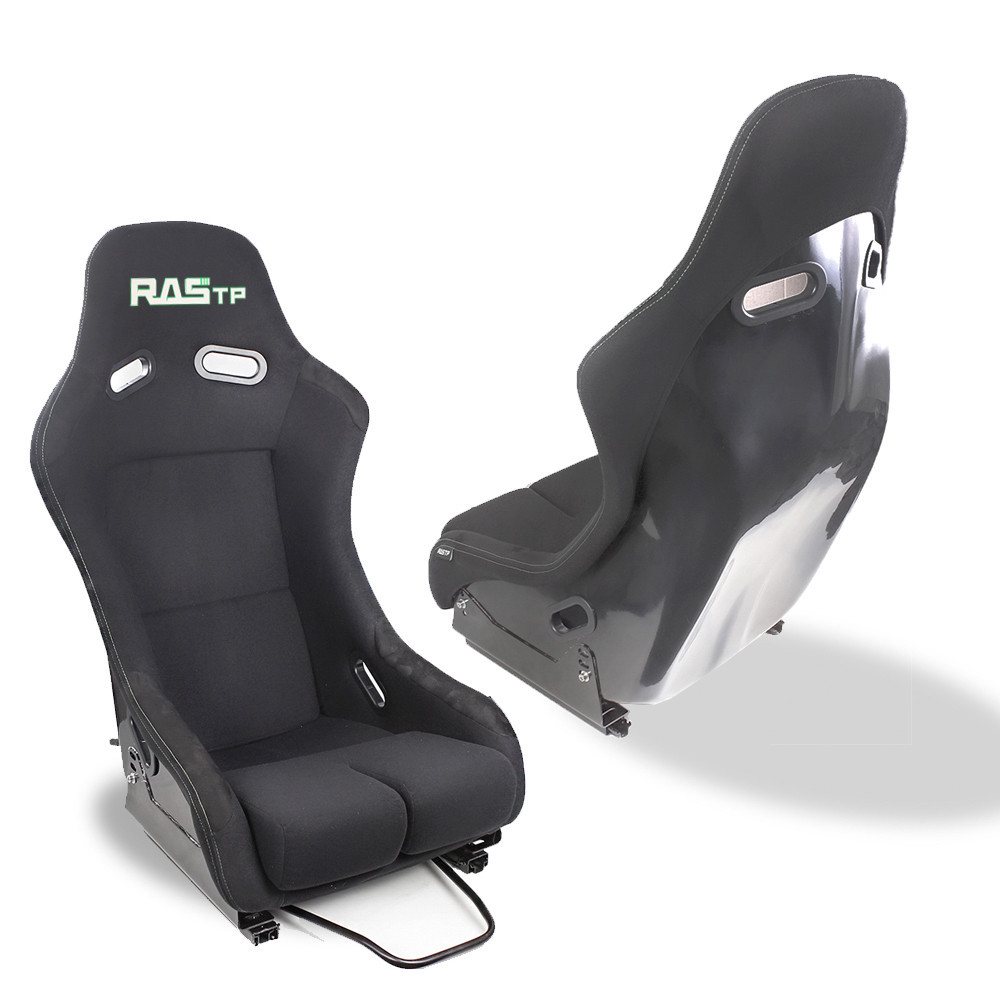 1 pair New Fixed Backrest Suede Sports Car Seats Black Fiberglass ...