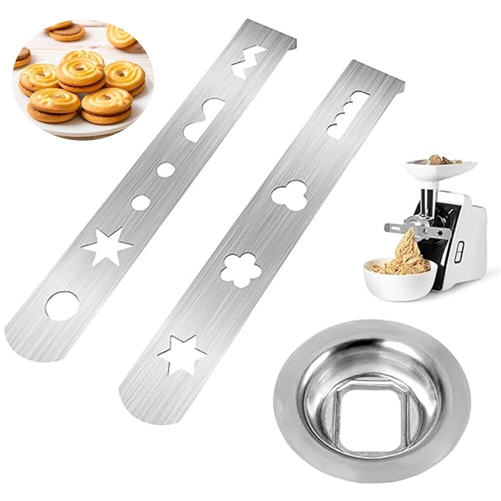 2 Pcs Biscuit Attachment 8 Patterns with Connection Ring Meat Grinder ...
