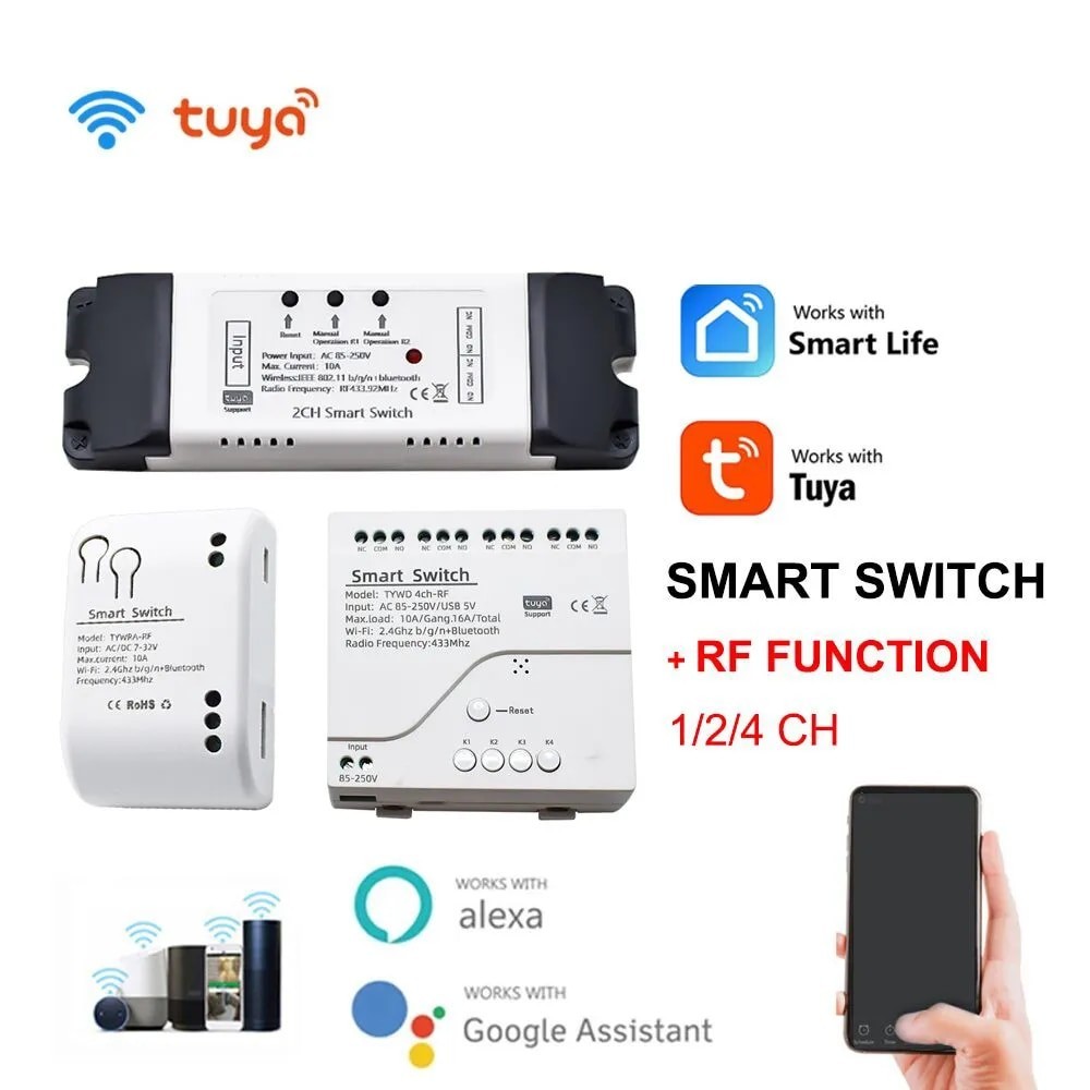 Tuya Smart Remote Control Wireless Wifi Switch Module 1/2/4CH DC 7-32V ...