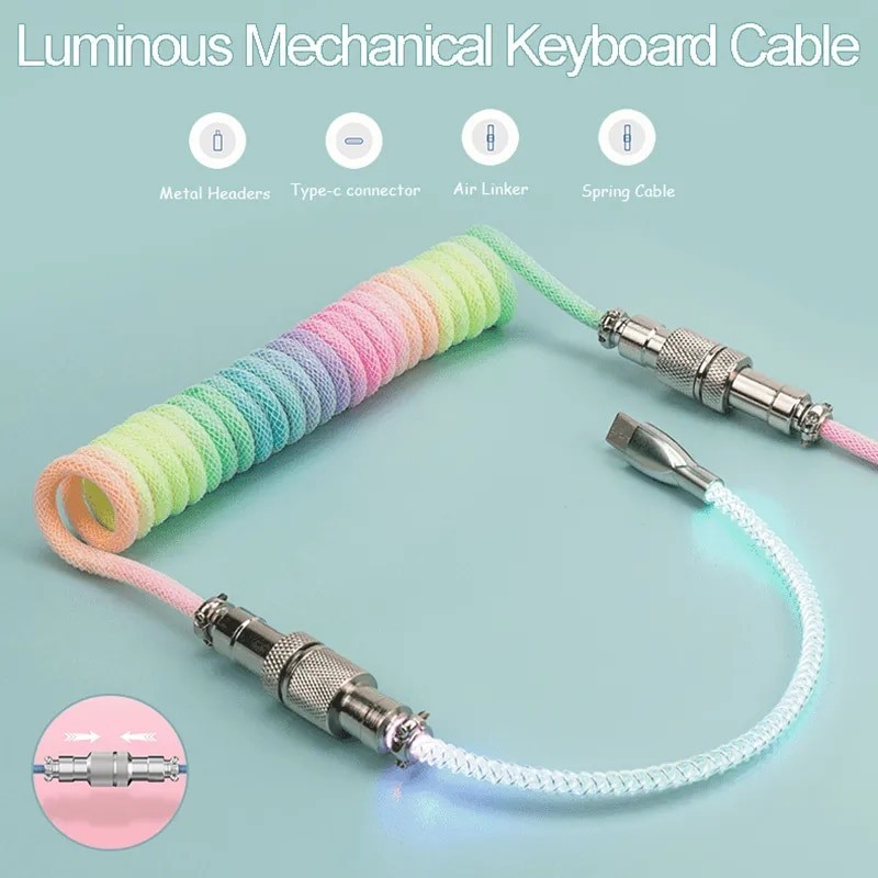 Mechanical Keyboard Cable Wire Type C USB Port Aviator Coiling Cable ...