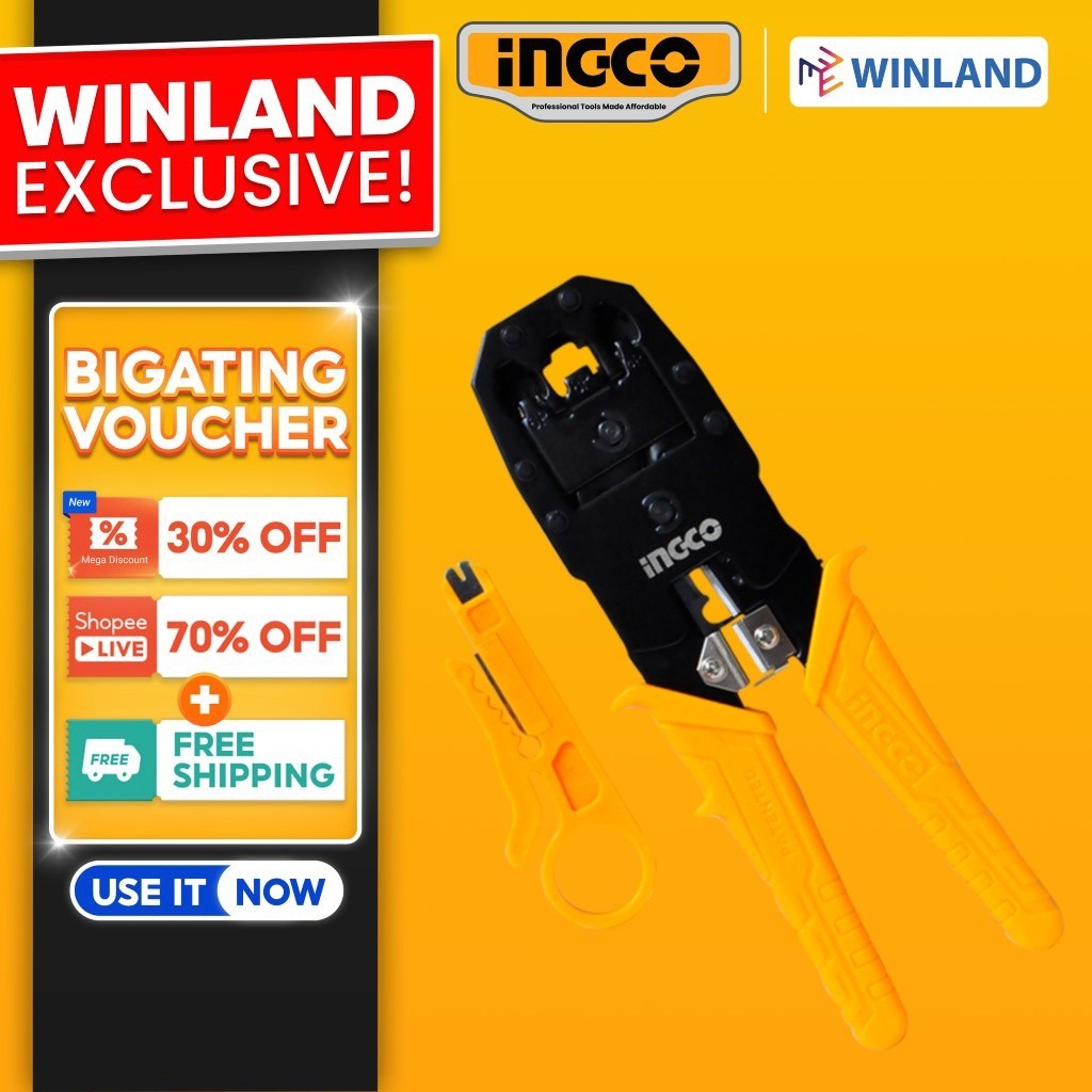 Ingco by Winland 8 inch Modular Plug Crimper Crimping Pliers HMPC1468P ...