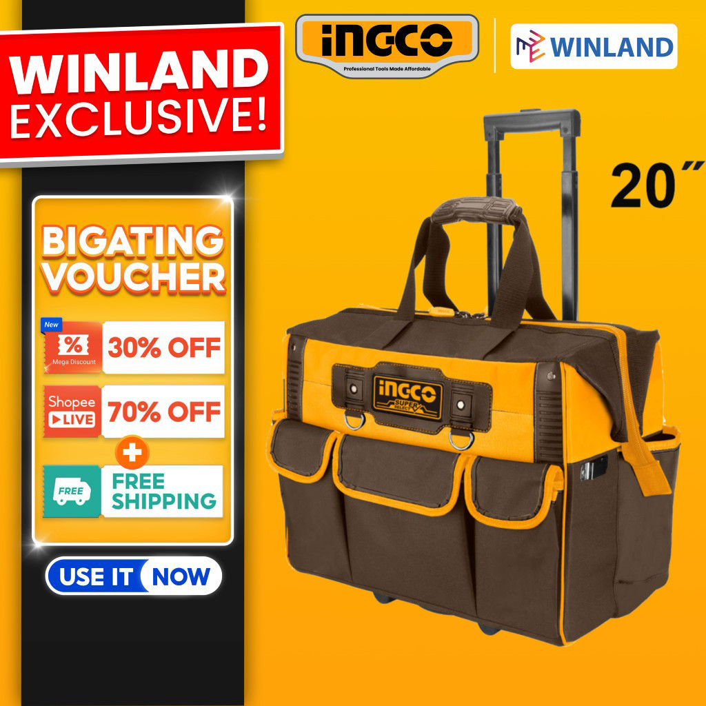 Ingco by Winland 20inch Industrial Rolling Rigid Tool Bag Organizer Box ...