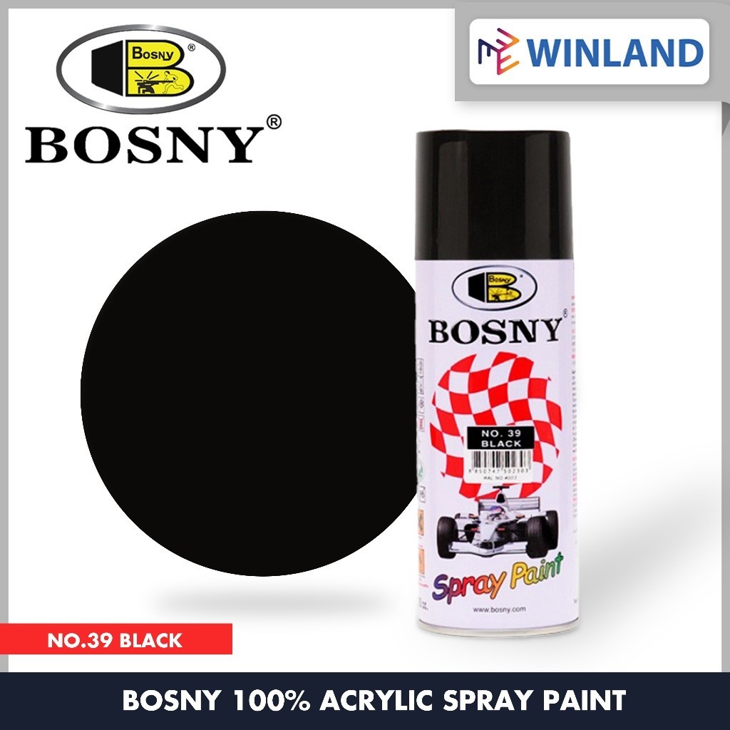 Bosny by Winland 100% Acrylic Spray Paint Black No.39 | Shopee Philippines