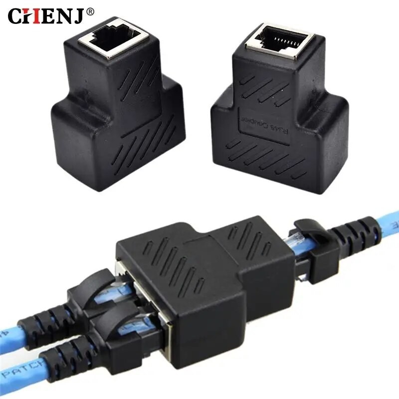 1 To 2 Way LAN Ethernet Network Cable Splitter Adapter RJ45 Female ...