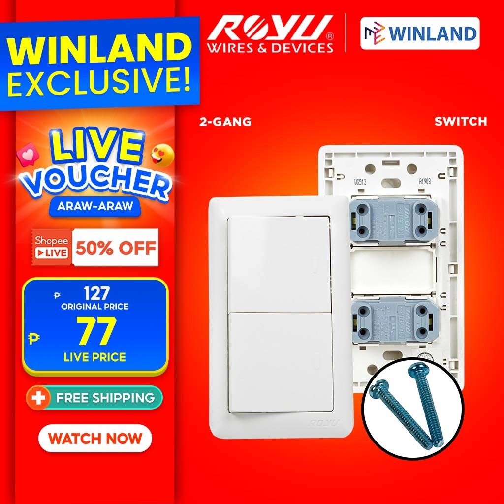Royu by Winland Super Wide Series 2-Gang Switch Set Electrical Wiring ...