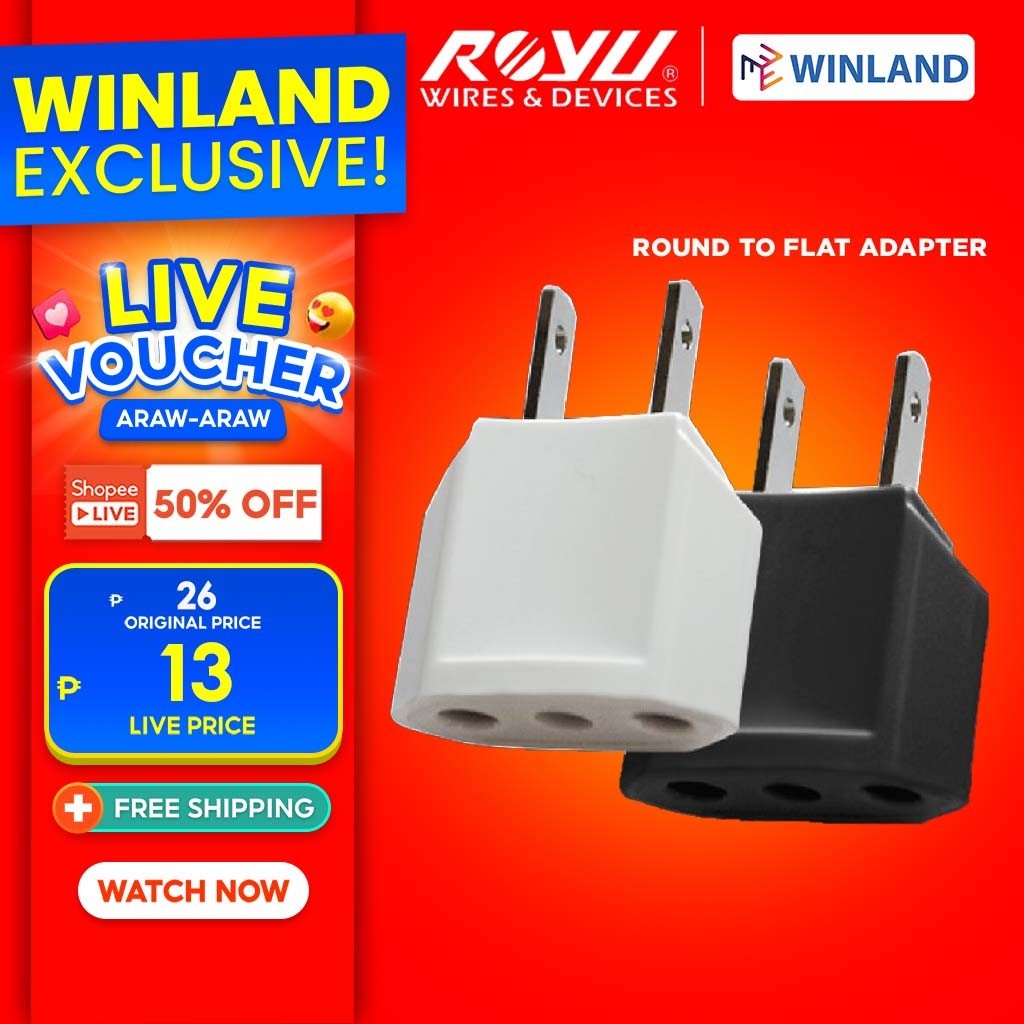 Royu by Winland Round to Flat Adapter REDPL103 | Shopee Philippines