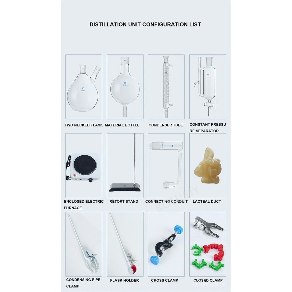2000ml Essential Oil Extraction Separator Device Dew Distillation ...