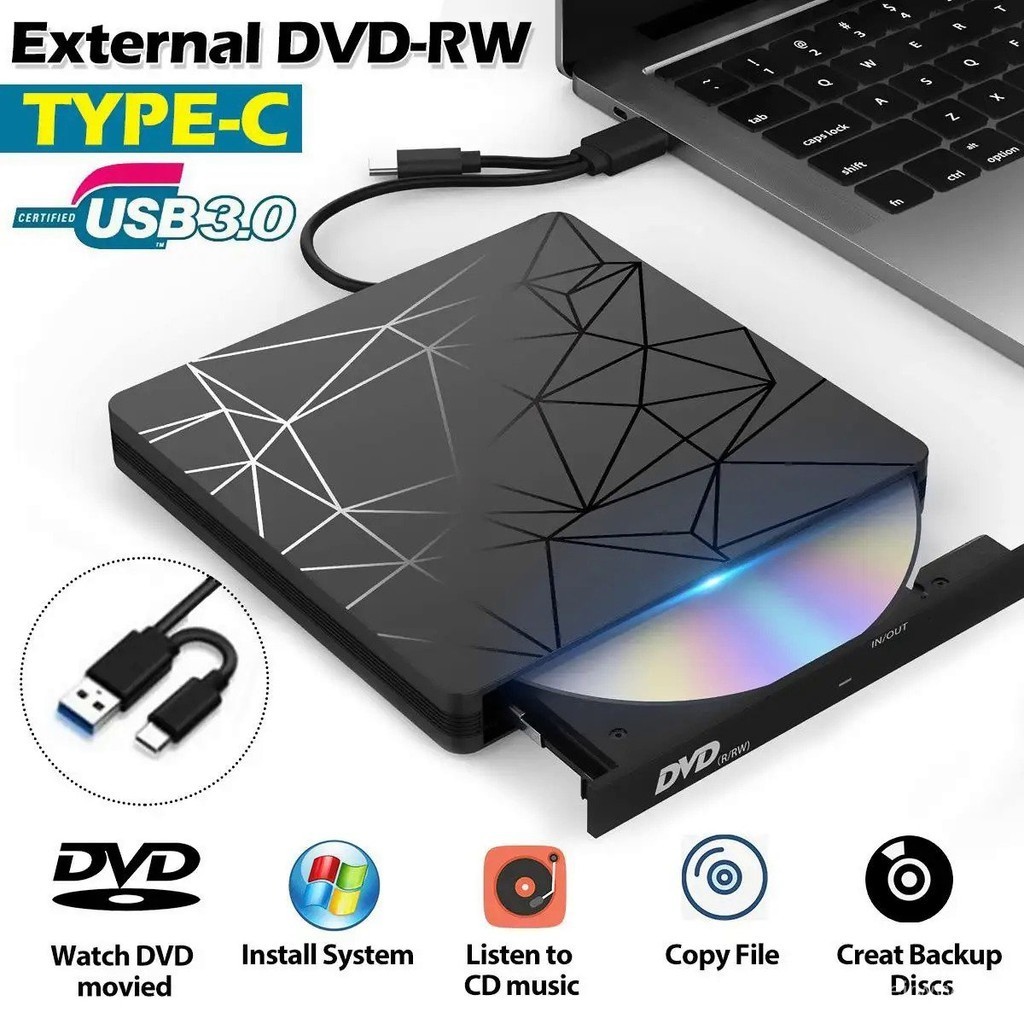 NEW USB 3.0 Type C DVD Drive CD Burner Driver High-speed Read-write ...