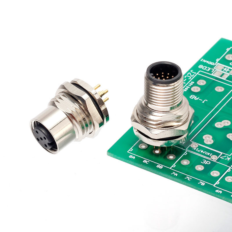 M12 circular connector POE device cable3 4 5 6 8 12pin waterproof rear ...