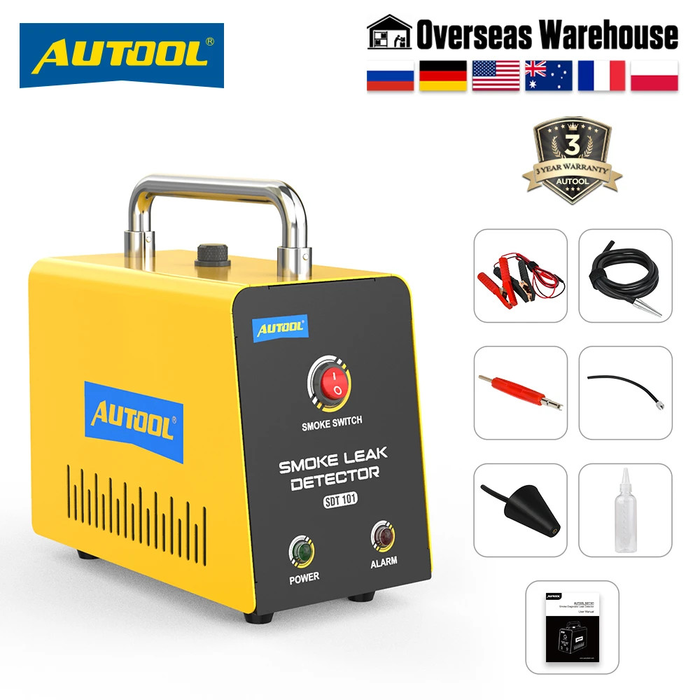 AUTOOL SDT101 Car Smoke Leak Detector 12V Automotive EVAP Leakage Gas Leakage Locator Oil Pipe ...