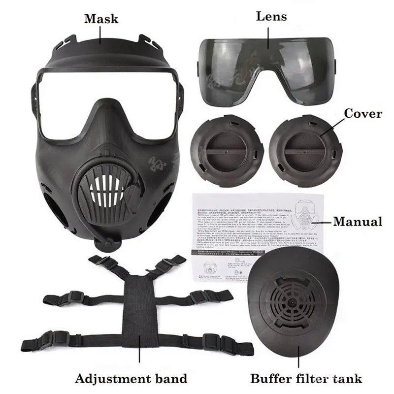 Protective Tactical Respirator Mask Full Face Gas Mask for Airsoft ...