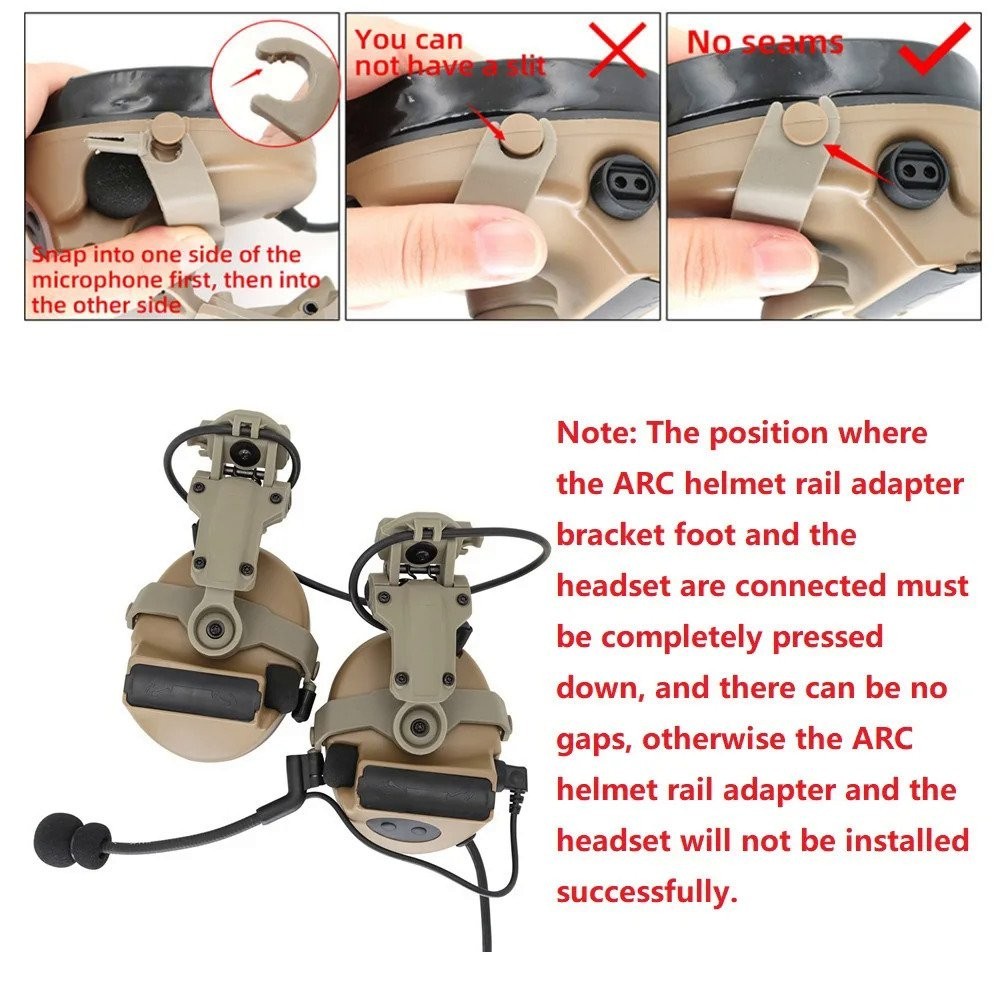 Airsoft Headset Tactical Helmet Bracket Kit ARC Helmet Rail Adapter for ...