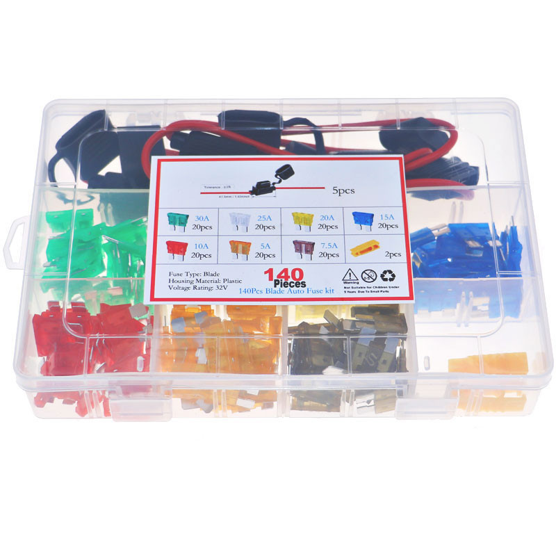 유140pcs standard blade fuses car boat truck replacement fuse holder ...