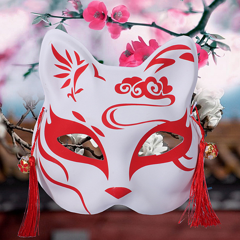 Anime Demon Slayer Fox Mask Hand-painted Japanese Mask Half Face Mask ...