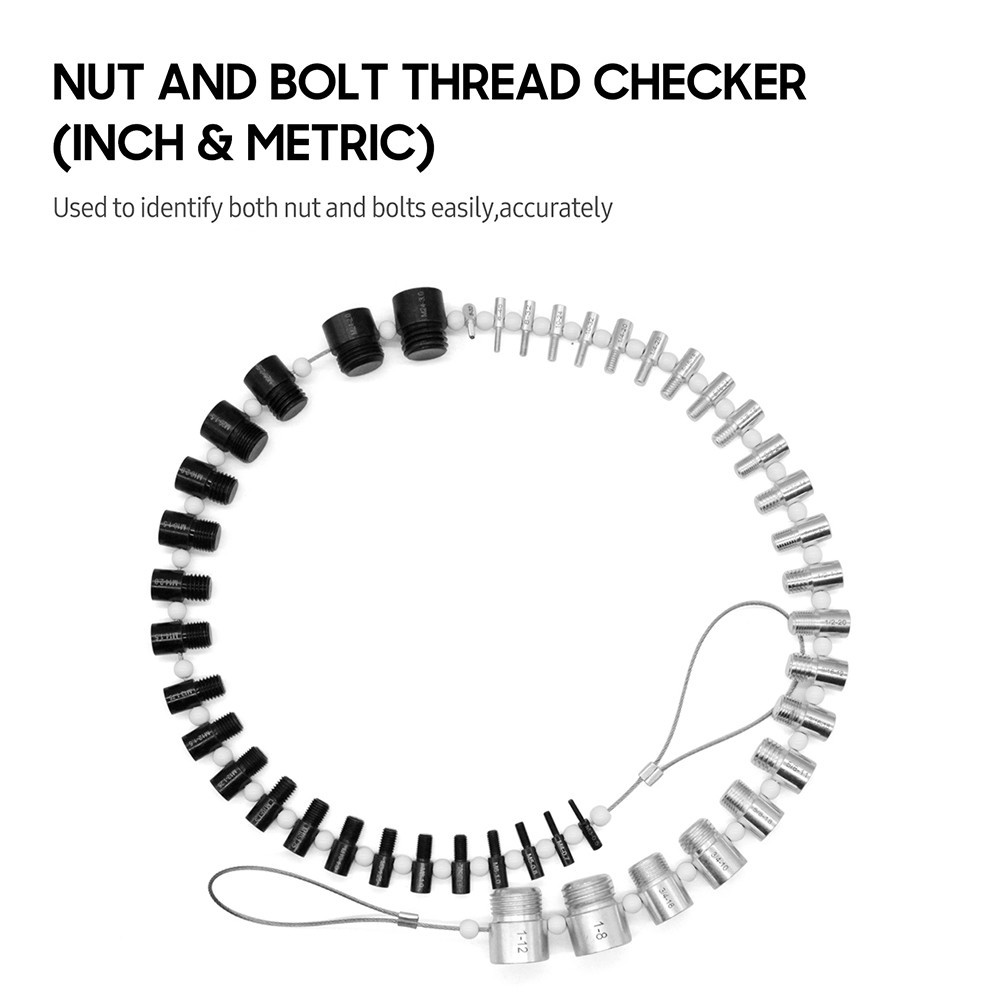 ☬Nut Bolt Thread Checker Inch & Metric Thread Tester Bolt 44 Male ...