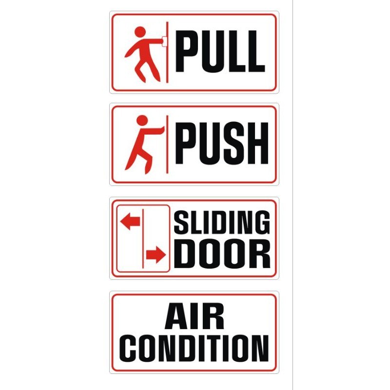 PVC plastic singage 4*8 inches size pull push sliding door air ...