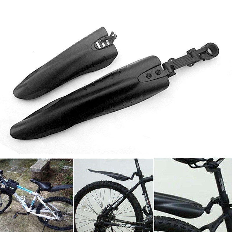♠Top!-Black Mountain Bike Bicycle Road Tire Front Rear Mudguard Fender ...