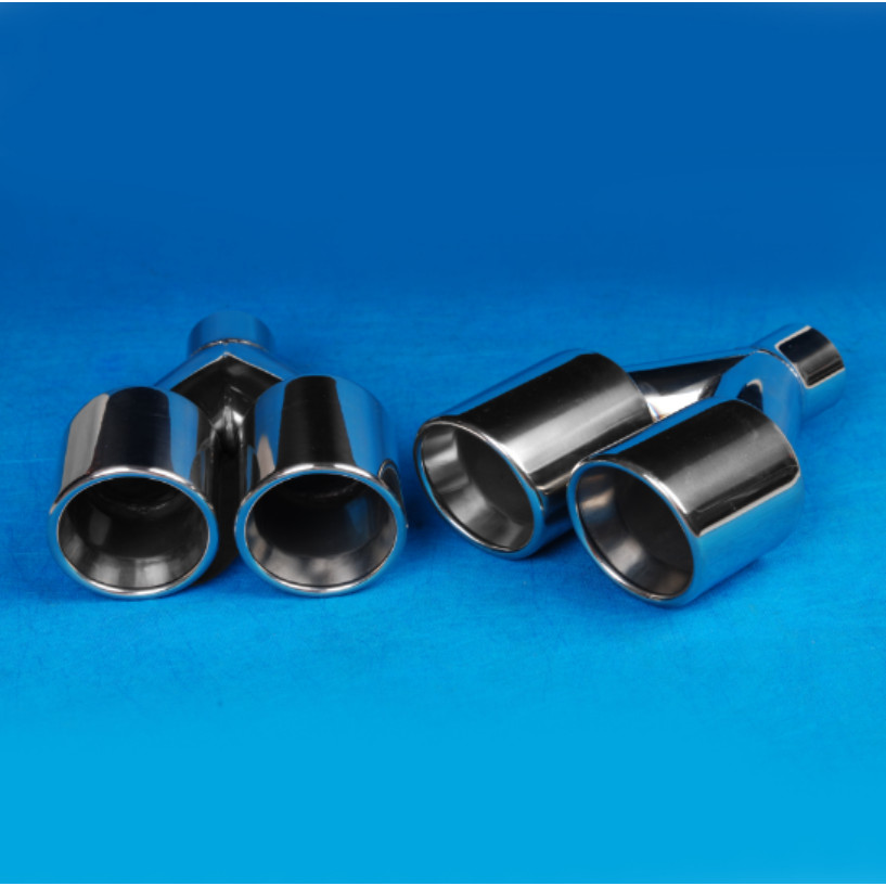 Racing stainless steel modified double-out Y type rolled tip muffler ...