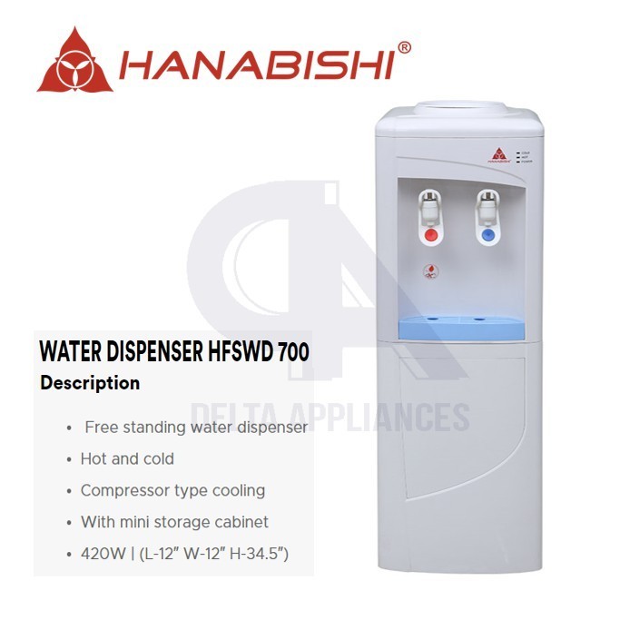 Hanabishi Water Dispenser Hot & Cold w/Cabinet Compressor Cooling ...