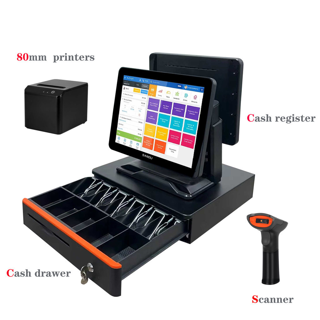 2023 Dual Screen electronic cash register machine pos terminal system ...