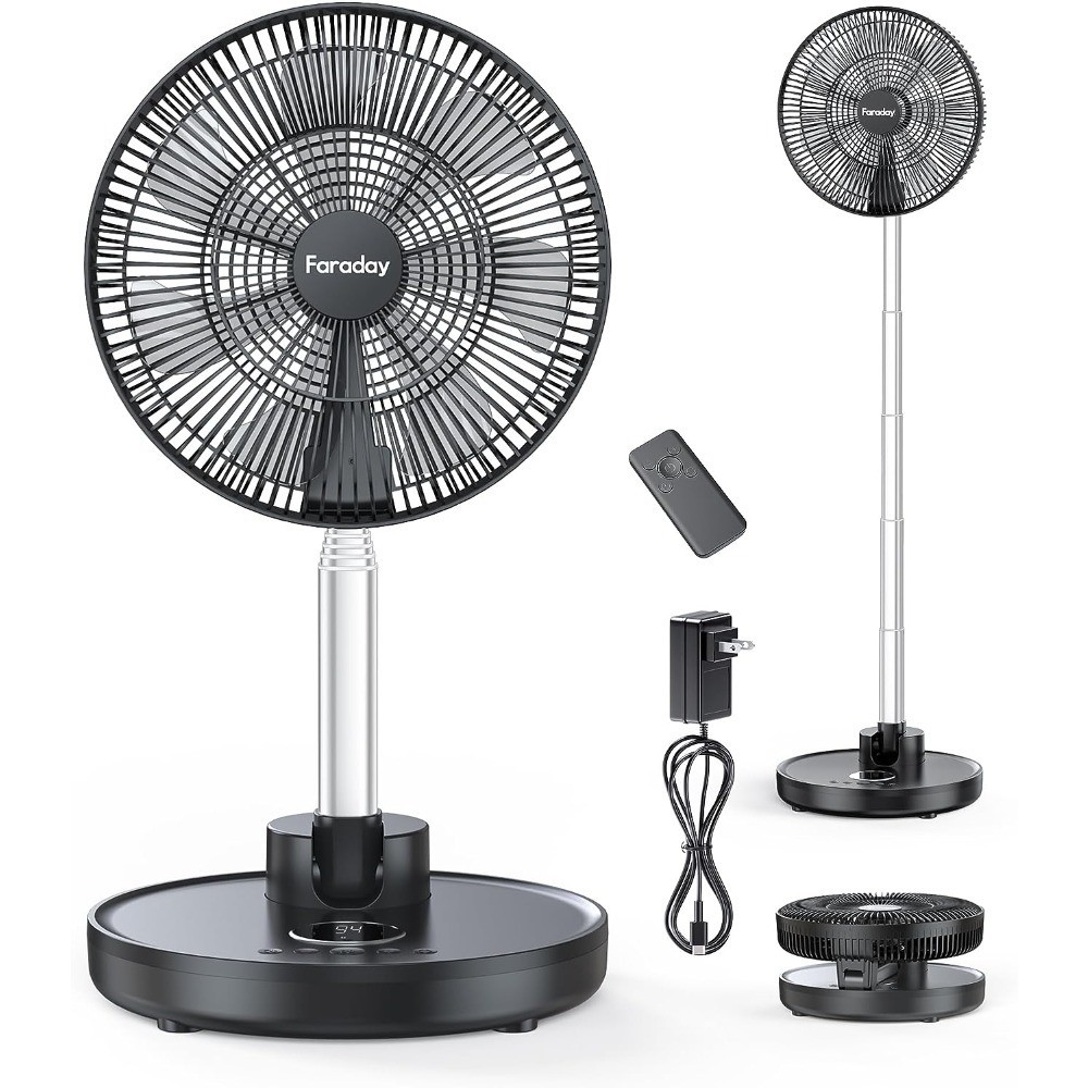 Standing Fan 12” Portable Quiet Floor Fan 12000mAh Rechargeable ...
