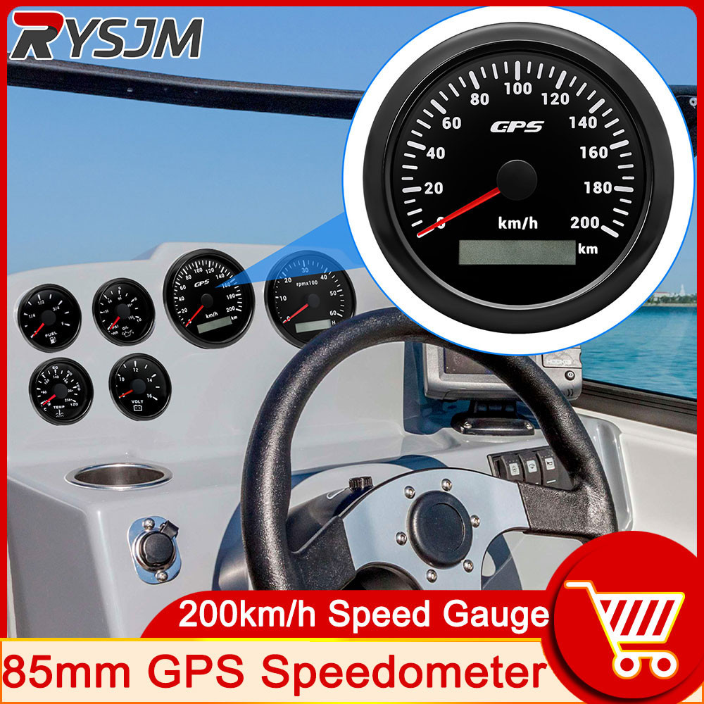 ♛HD 200 Km/h 85mm Universal GPS Speedometer Odometer Speed Gauge with 7 ...