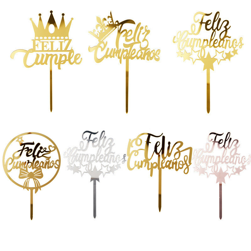 ☆Acylic Feliz Cumpleanos Espanol Spanish Happy Birthday Cake Topper ...