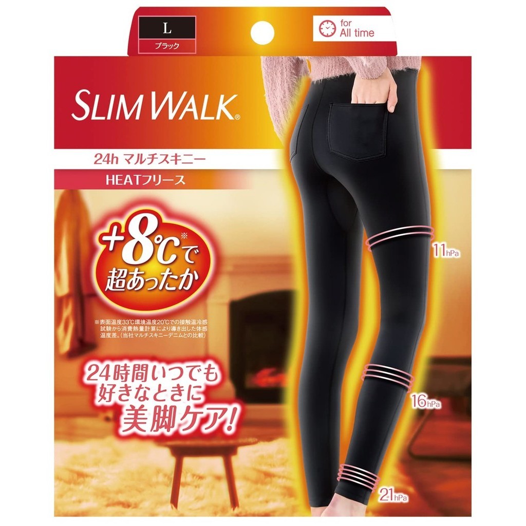 Slim Walk Compression Leggings 24h Multi Skinny HEAT Fleece Black L ...