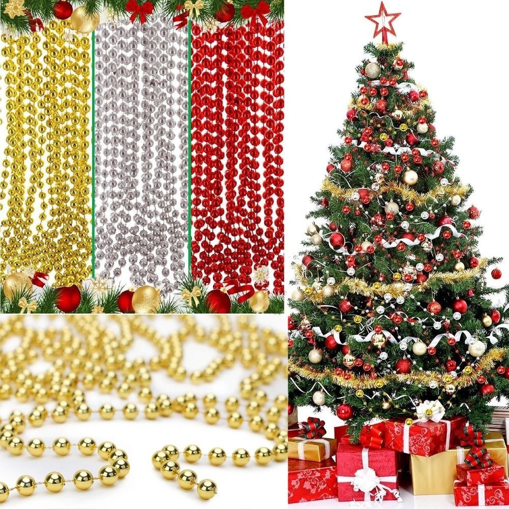 ☑3.5M Plastic Christmas Bead Chain Colorful Christmas Tree Decoration ...