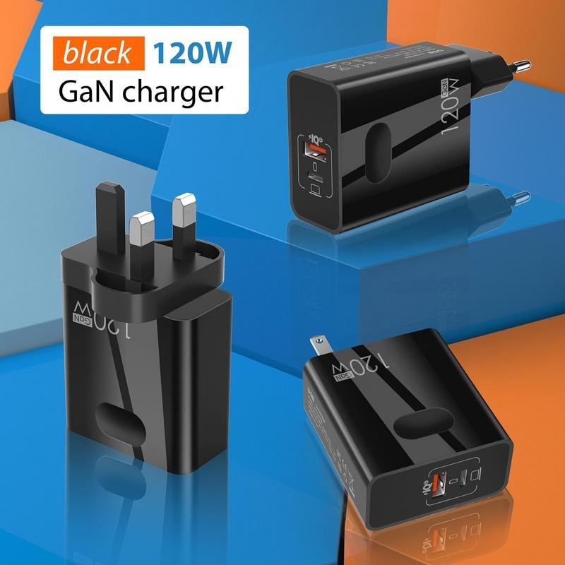 120W Gan Charger QC5.0 PD Fast Charging Dual Ports USB C Travel Charger ...