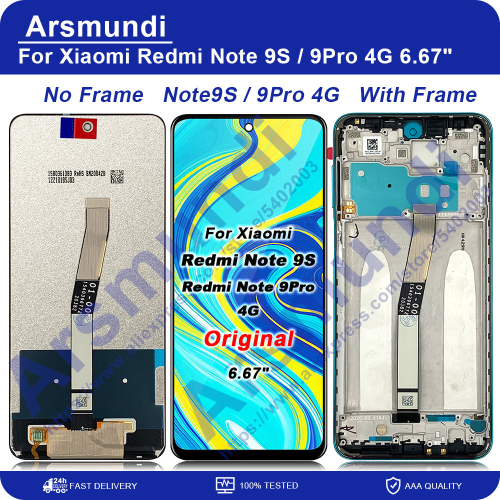 6.67'' Original For Xiaomi Redmi Note 9S LCD Touches Screen Replacement ...