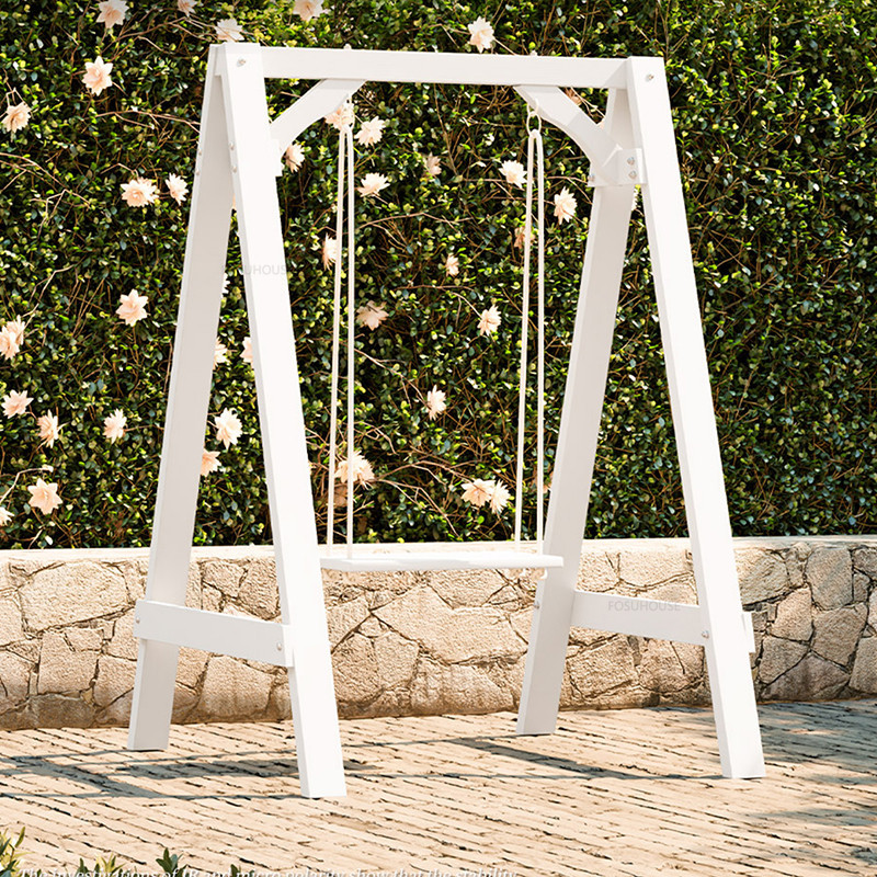 ⚡Single Wooden Outdoor Swings Modern Outdoor Furniture Home Balcony ...