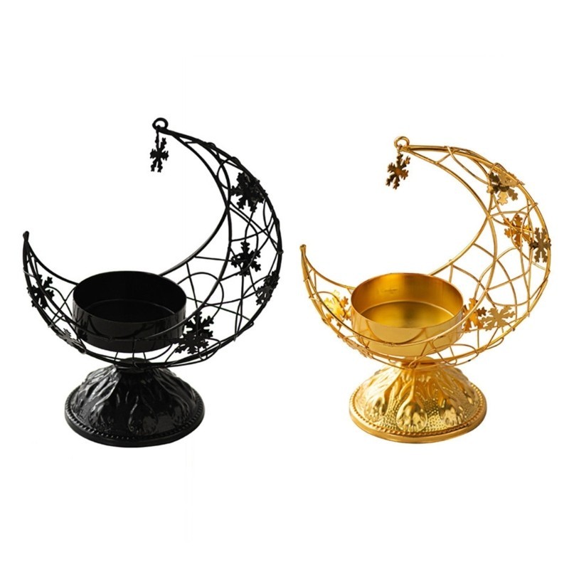 Moon Holder Creative Tealight Stand Metal Crescents Crafts Tabletop ...
