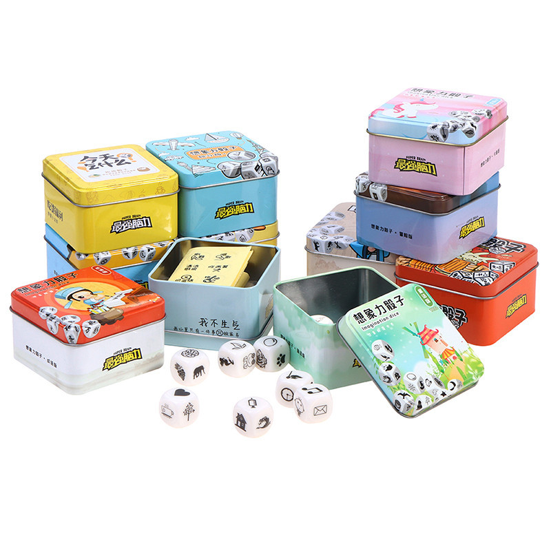 Story Dice Puzzle Board Game Telling Story Metal Boxes Family/Party ...