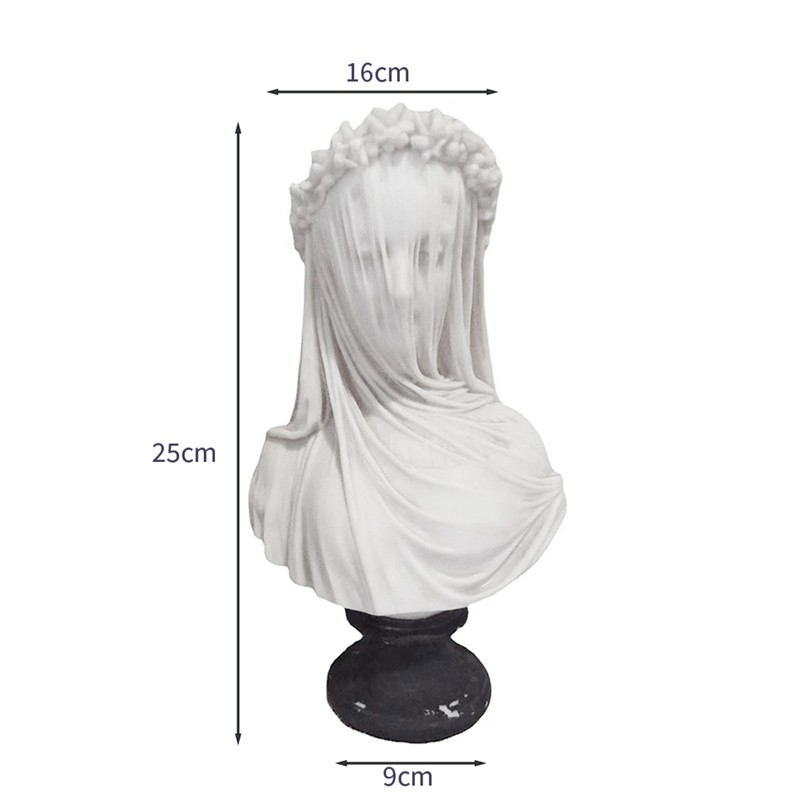 Veiled Maiden Bust Statue Gothic Home Decor Abstract White Resin Sculpture Goddess Statue ...