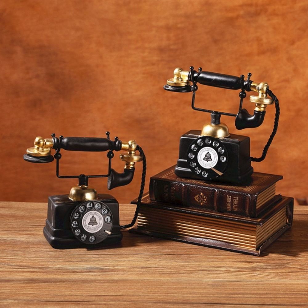 ☻Vintage Artificial Telephone Model Resin Hand Painted Old Phone ...
