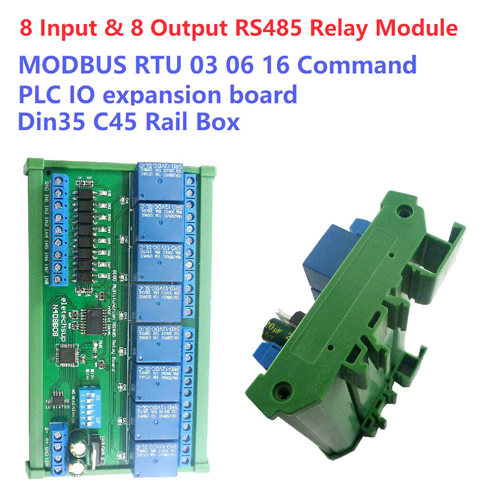 DC 12V 24V 8 Channel Relay UART RS485 Module Modbus RTU Control Switch ...