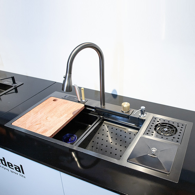 Luxury Stainless Steel Smart Kitchen Farm Sink Gold Stream ...