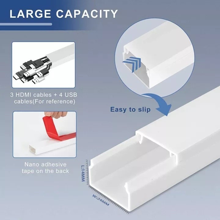 Wall Cable Cover Protector Kit Cord Hider TV Cord Wire Management Hide ...