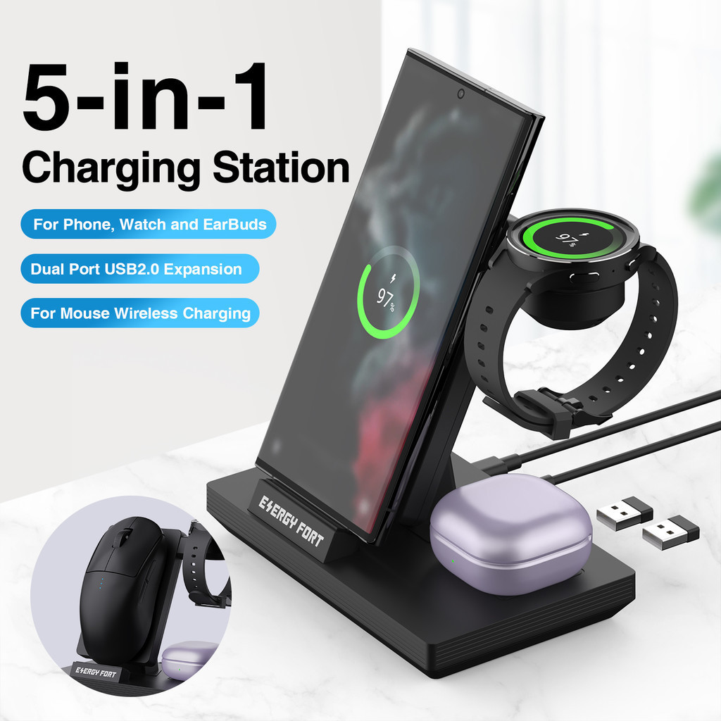 ♥Wireless Charger Dock for Samsung Galaxy S24 Ultra Galaxy Watch 6 Buds ...