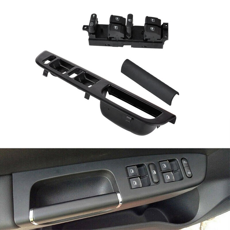 Black 3B0867175 Window Master Switch Panel Bezel Kit For -Passat Jetta ...
