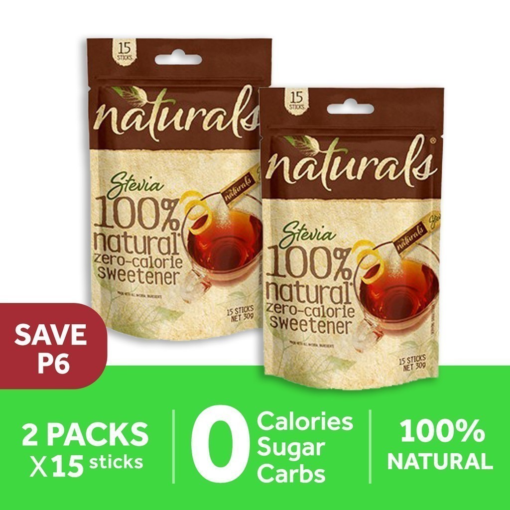 Naturals Stevia Zero Calorie Sweetener 15 Sticks - 2 Packs (Natural ...