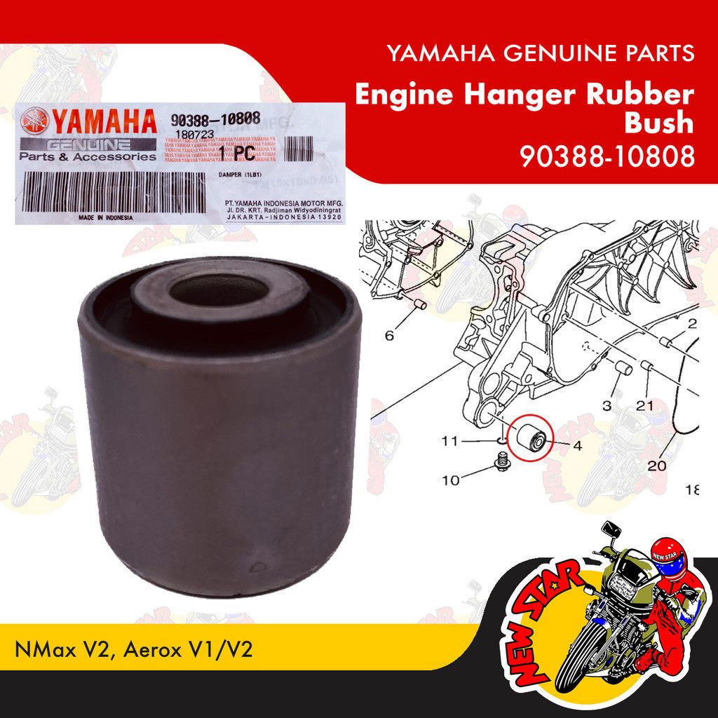 90388-10808 | Engine Hanger Rubber Bush | Genuine Yamaha parts | NMax ...