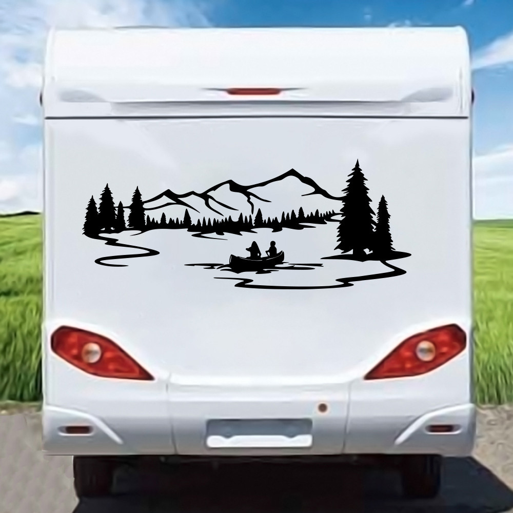 ღLake Mountain Canoe Scene Camper Rv Car Sticker Decal Camping ...