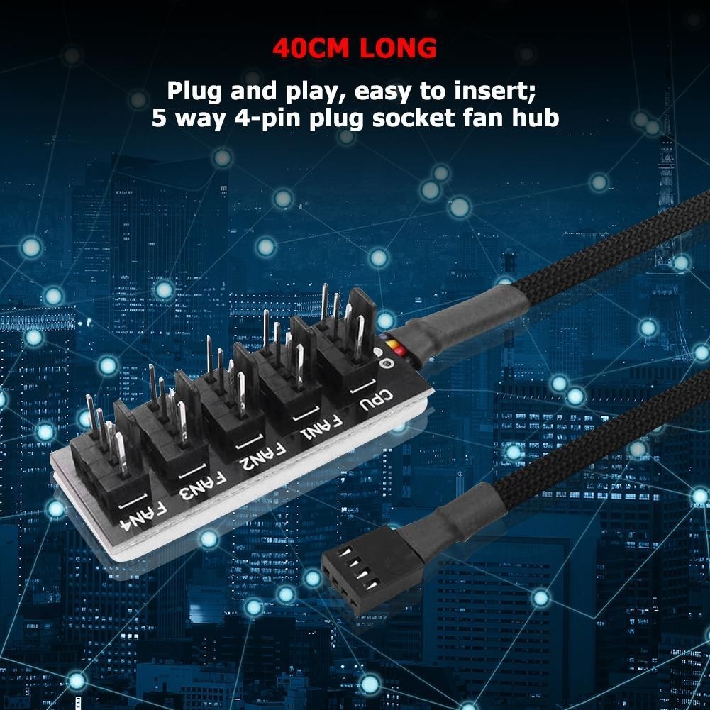 Cooling Fan Power Cable Hub Splitter Adapter CPU HUB Splitter PC Case ...