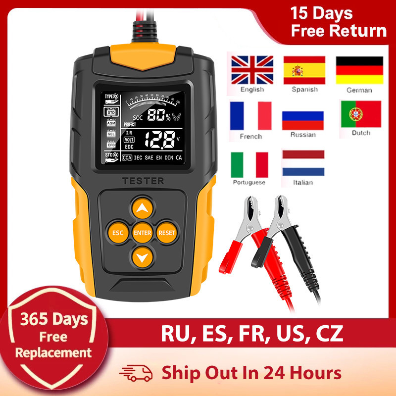 ⓛCar Battery Tester 12V 100 to 2000CCA Cranking Charging Circut Tester ...