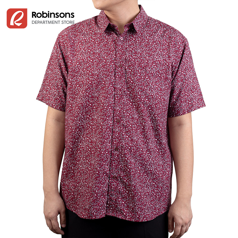 Executive Men's Patterned Woven Polo (Maroon) | Shopee Philippines