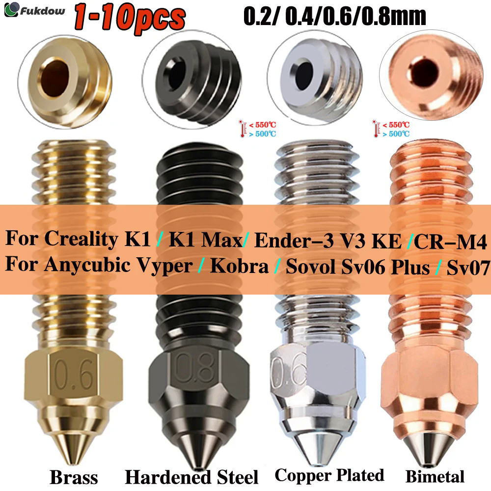 Nozzles For Creality Ender 3 V3 KE K1 / K1 MAX CR-M4 Nozzle High ...