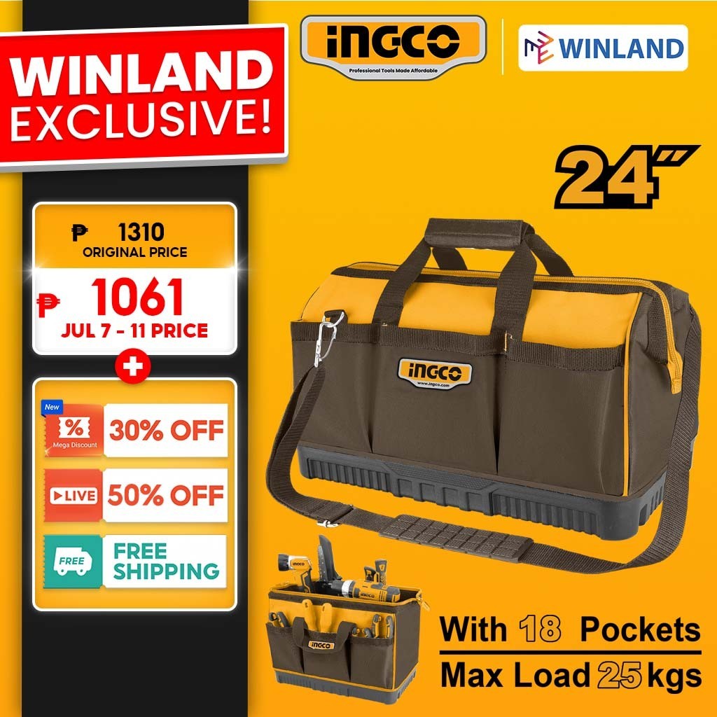 Ingco by Winland 24inch Basket Tools Bag Storage Box Organizer with 18 ...