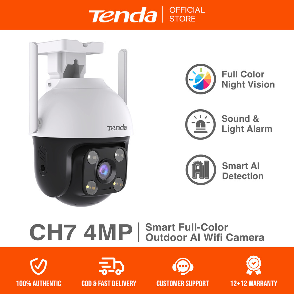 Tenda CH7 4MP QHD Outdoor Smart AI Full Color Security Wifi Camera ...